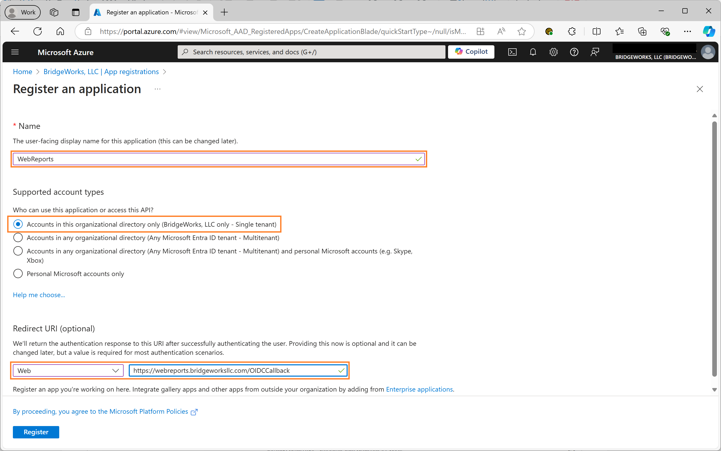 Microsoft Entra ID (Azure AD) OIDC Configuration – BridgeWorks Help Center