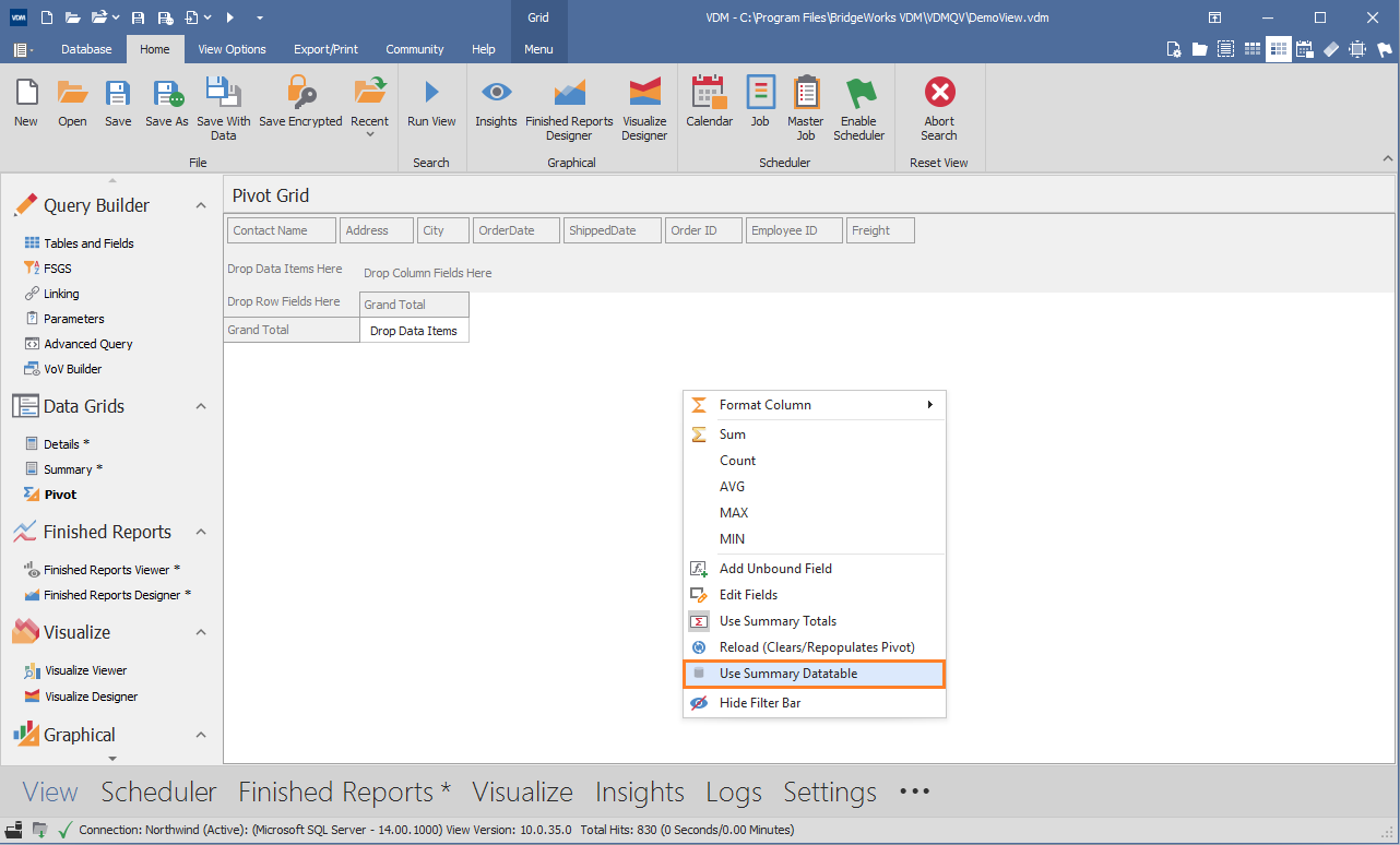 Using the Summary Data Table in a Pivot Grid – BridgeWorks Help Center