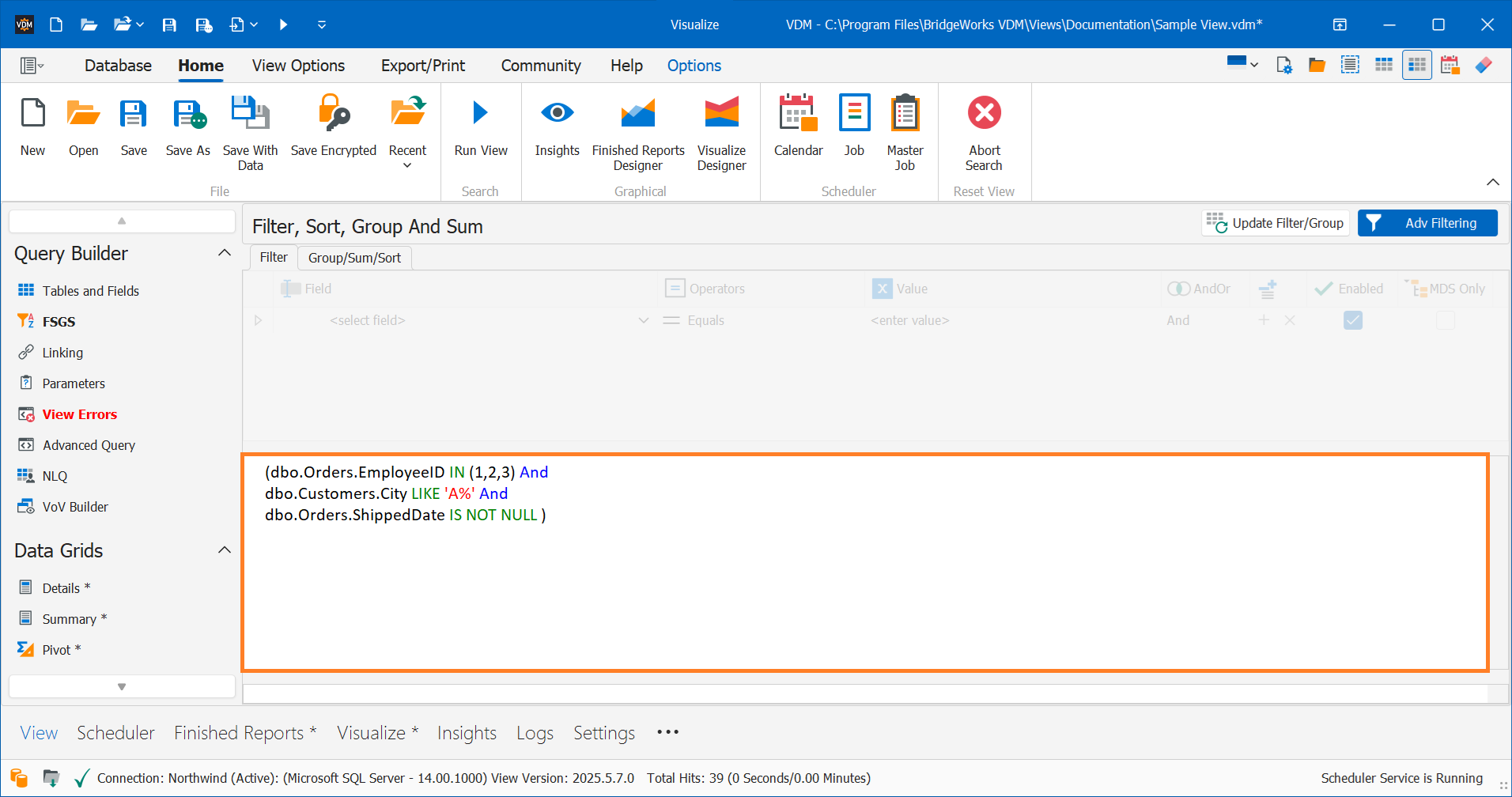 Using Advanced Filtering and VDM Expressions in a View – BridgeWorks Help Center