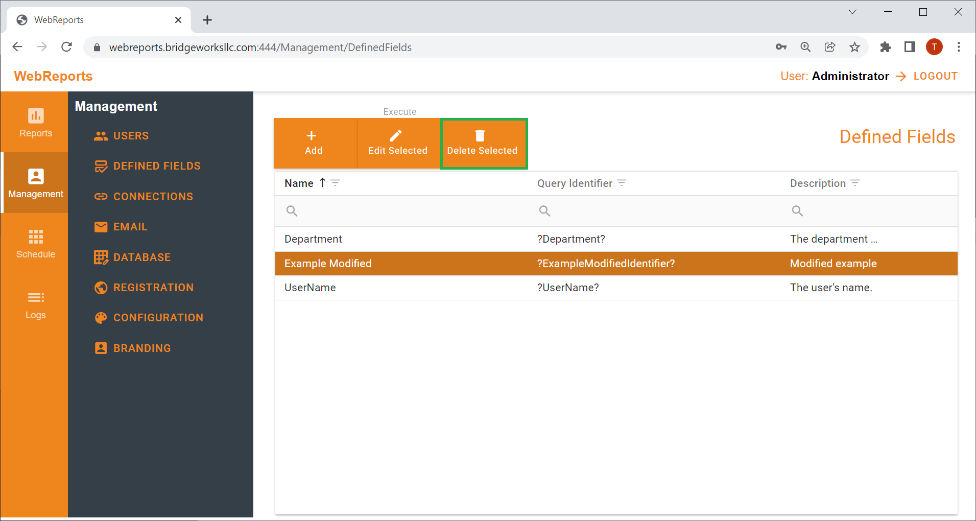 Deleting Defined Fields BridgeWorks Help Center